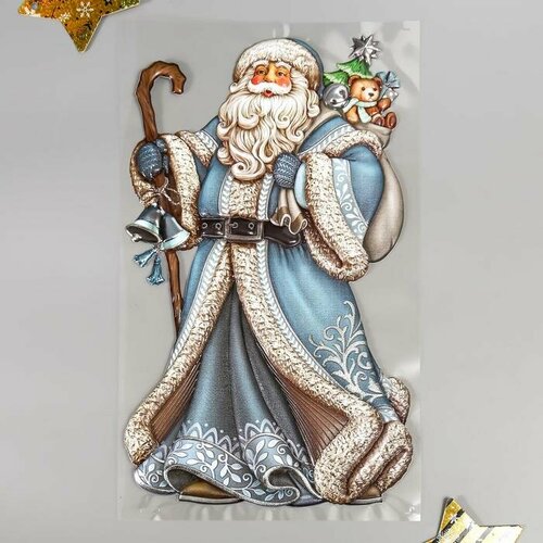 Объeмная наклейка Дед Мороз в синей шубе 24х41 см