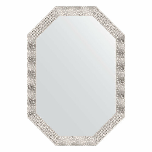 Зеркало настенное Polygon EVOFORM в багетной раме мозаика хром, 48х68 см, для гостиной, прихожей, кабинета, спальни и ванной комнаты, BY 7005