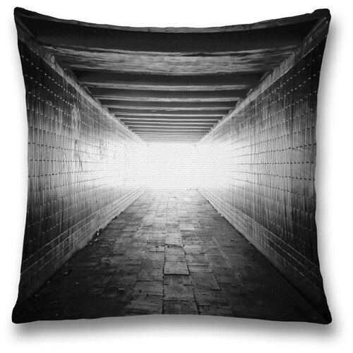 Наволочка декоративная на молнии, чехол на подушку JoyArty "Свет тоннеля" 45х45 см