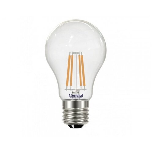 Светодиодная LED лампа General ЛОН A60 E27 10W(960lm) 6500K 6K 60x105 филамент (нитевидная) прозр. 649300
