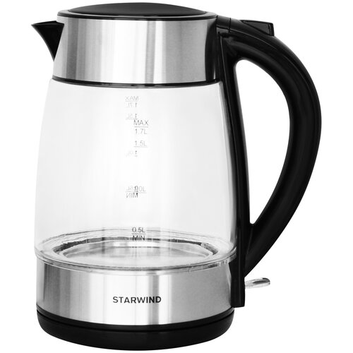 Чайник STARWIND SKG3026, черный/серебристый