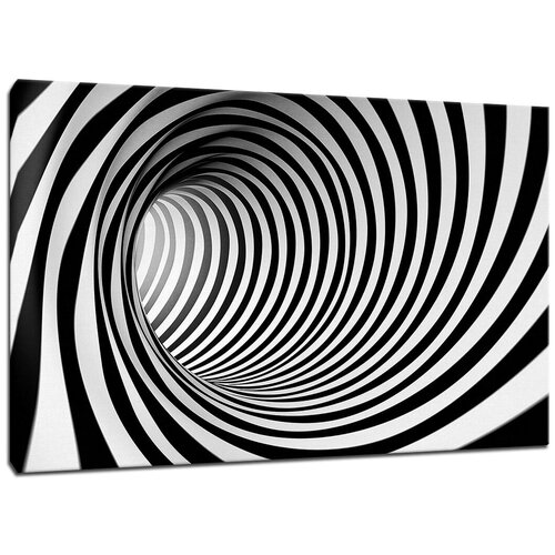 Картина Уютная стена "Полосатый черно-белый туннель 3D" 100х60 см