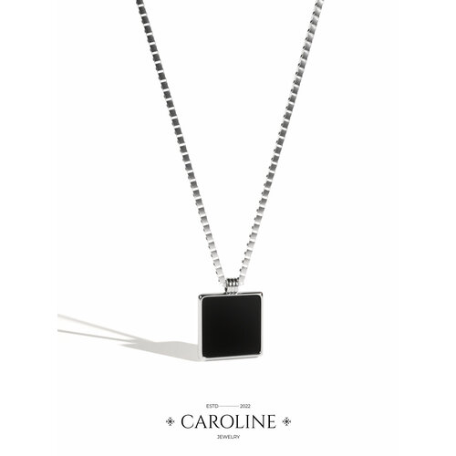 Колье Caroline Jewelry, эмаль, длина 45 см., черный, серебряный