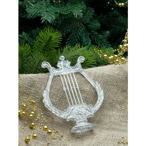 Рождественские декорации Арфа серебристая, 12 см, ChinaDans, артикул 2013832, gray