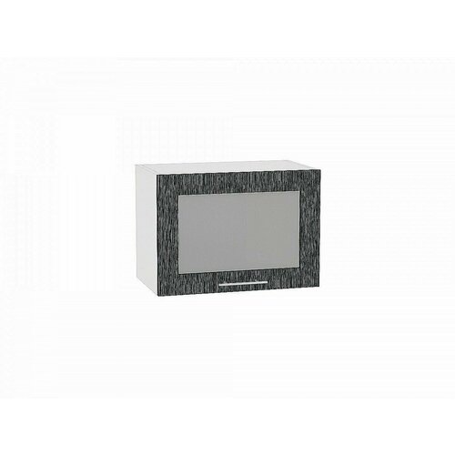 Настенный модуль для кухни Шкаф верхний горизонтальный остекленный Валерия-М 358*500*318 Черный металлик дождь / Белый