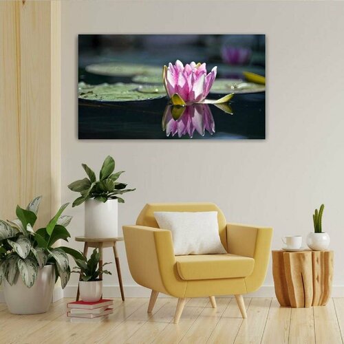 Картина на холсте 60x110 LinxOne "Кувшинка, лилия, лепестки, цветок" интерьерная для дома / на стену / на кухню / с подрамником