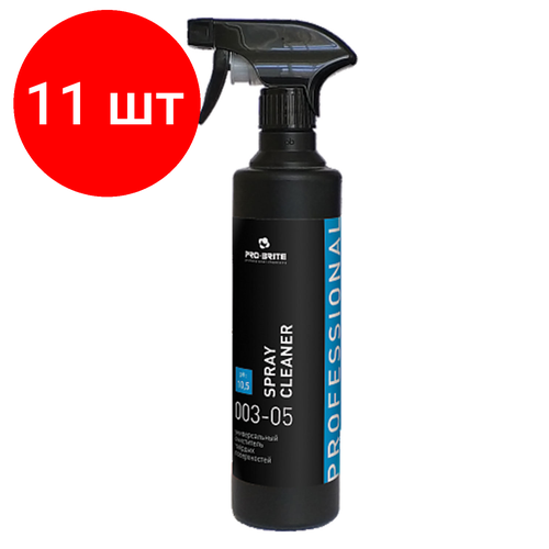 Комплект 11 шт, Средство моющее универсальное 500 мл, PRO-BRITE SPRAY CLEANER, щелочное, низкопенное, распылитель, 003-05