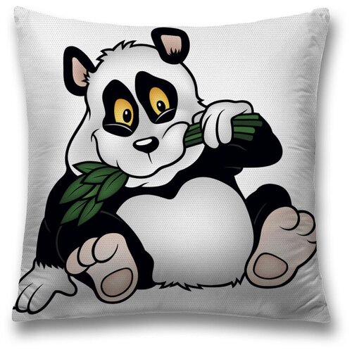 Наволочка декоративная на молнии, чехол на подушку JoyArty "Панда с бамбуком" 45х45 см
