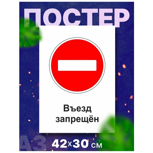 Постер для автошколы дорожные знаки, ПДД, А3, 42х30 см