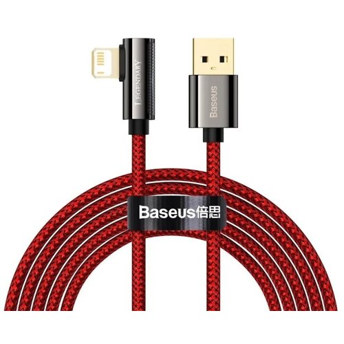 Кабель для игр Baseus Legend Series Elbow Fast Charging Data Cable, USB to Lightning, 2.4A, 2m, Красный