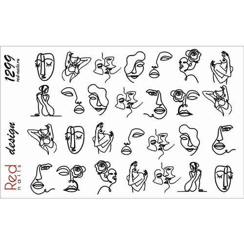 Слайдер-дизайн Red Nails №1299 - Контуры лиц