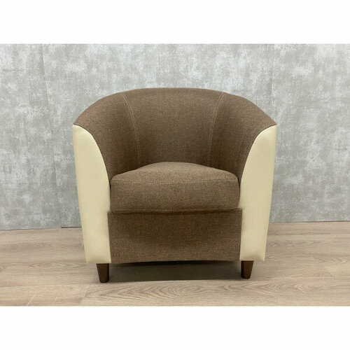 Кресло GRUPPO 396 монти размер: 68 х 68 см, наружная часть экокожа цвет светло-бежевый, внутренняя часть текстиль цвет коричневый