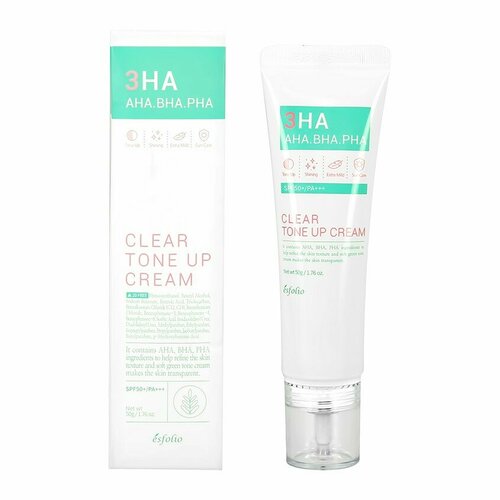 Крем для лица `ESFOLIO` 3HA TONE UP c AHA, BHA и PHA - кислотами SPF 50+ (выравнивающий тон кожи) 50 г