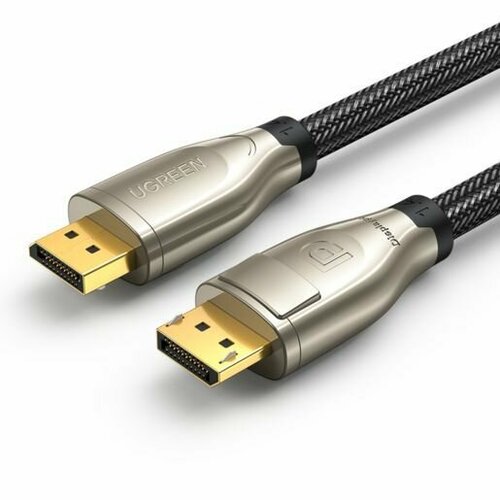 Кабель UGREEN DP112 (60843) 1.4 DP M/M Round Cable Zinc Alloy Shell в оплетке. Длина 2 м. Цвет: черный