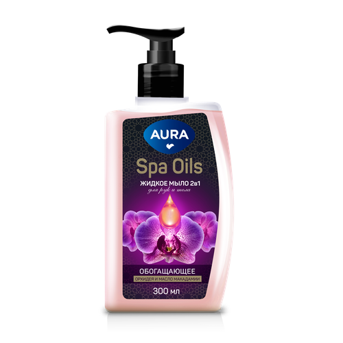 AURA Spa Oils Жидкое мыло 2в1 для рук и тела Орхидея и масло макадамии флакон/дозатор 300мл