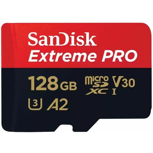 Карта памяти Micro SecureDigital 128Gb SanDisk Extreme Pro microSDHC class 10 UHS-1 U3 V30 (SDSQXCD-128G-GN6MA) + адаптер