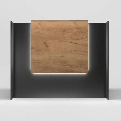 Ресепшн чёрный Квадрат с декором Дуб Вотан 1500х1200х600 / Подсветка RGB Premium