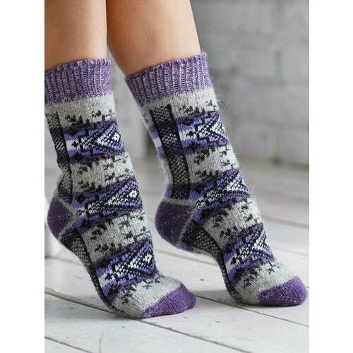 Носки Бабушкины носки, размер 35-37, фиолетовый, серый
