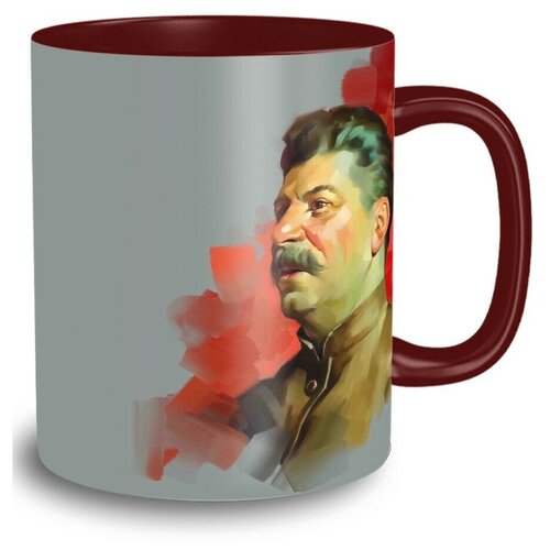 Кружка темно-красная микс политики Сталин - 2956
