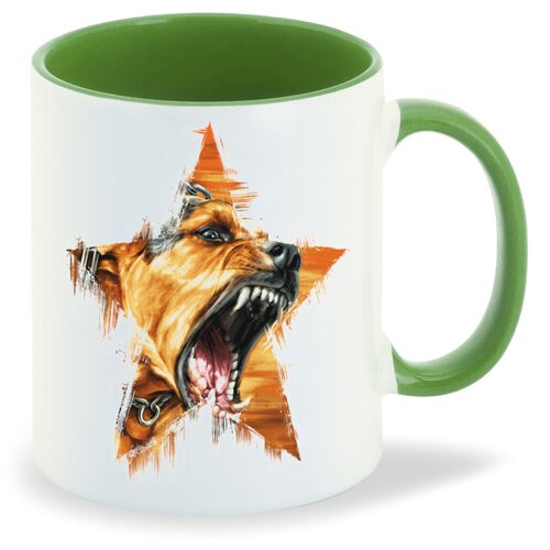 Кружка зеленый CoolPodarok Разъяренная собака звезда