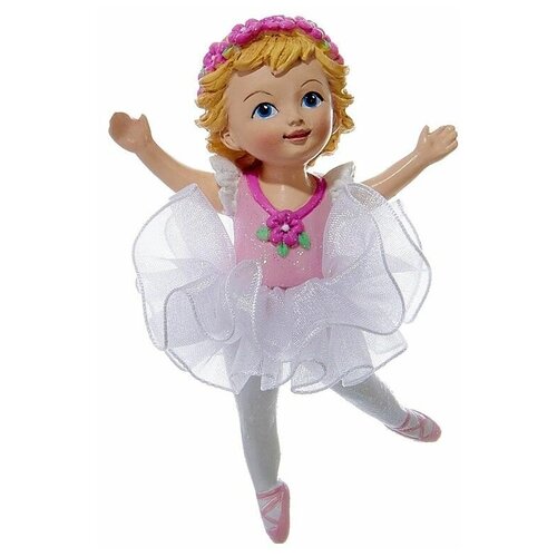 Ёлочная игрушка крошка балерина в венке, полистоун, текстиль, 9.5 см, Kurts Adler C9294-3