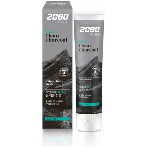 Зубная паста отбеливающая уголь и мята Dental Clinic 2080 Pure Black Clean Charcoal Fresh Mint 120 гр