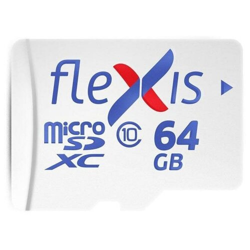 Карта памяти microSDXC 64GB Cl10 U1, c адаптером, Flexis