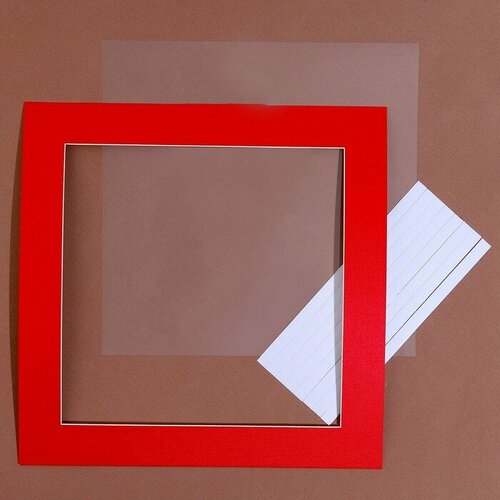 Паспарту размер рамки 30 × 30 см, прозрачный лист, клейкая лента, цвет красный