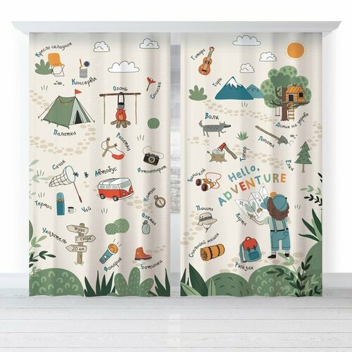 Комплект штор Этель Hello, adventure 145*260 см-2 шт, 100% п/э, 140 г/м2