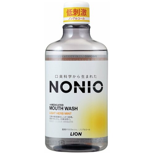 LION ополаскиватель Nonio с длительной защитой от неприятного запаха без спирта легкий аромат трав и мяты, 600 мл, мята