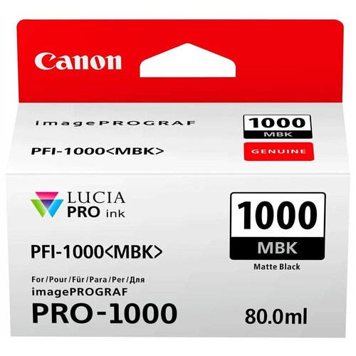 Картридж Canon PFI-1000MBK (0545C001), 80 стр, черный матовый