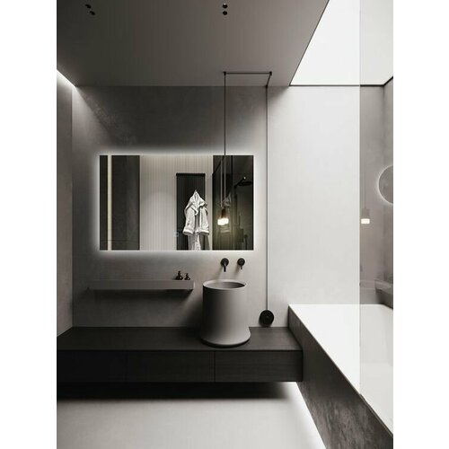 Зеркало для ванной Qwerty 600*1800 горизонтальное прямоугольное с нейтральной LED-подсветкой