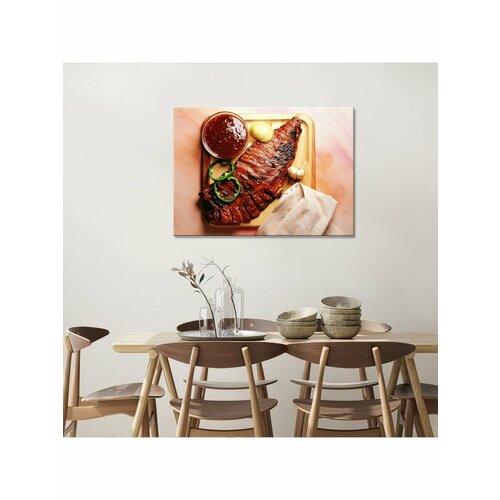 Картина на холсте с подрамником Аппетитное мясо и соус 60х80
