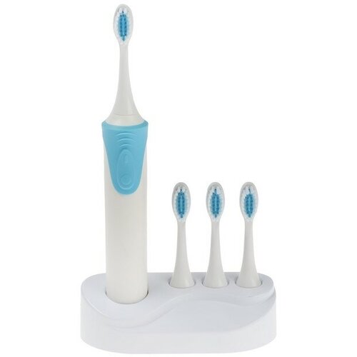 Luazon Home Электрическая зубная щётка Luazon LP-009, вибрационная, 8500 дв/мин, 4 насадки, 2хАА, синяя
