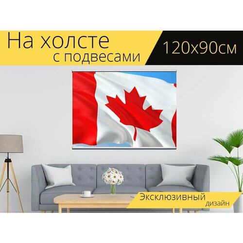 Картина на холсте "Международный, знамя, флаг" с подвесами 120х90 см. для интерьера