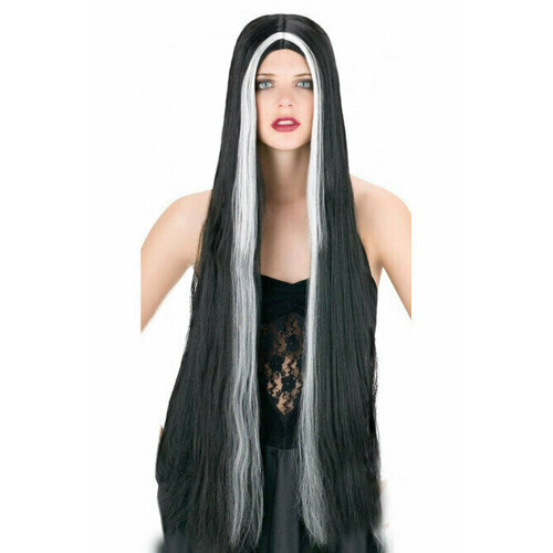 Длинный черно-белый парик 90 см