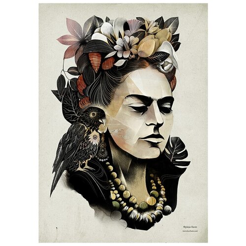 Интерьерный постер на стену картина для интерьера в подарок плакат "Frida Kahlo (Фрида Кало)" размера 50х70 см 500*700 мм