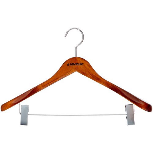Вешалка Attribute Для верхней одежды с клипсами Status, коричневый