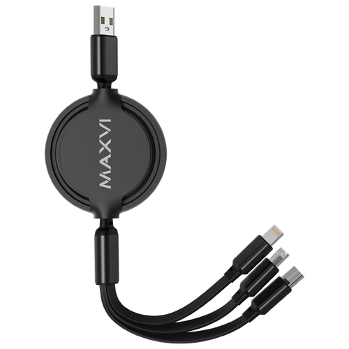 Кабель MAXVI USB - Lightning/microUSB/USB Type-C (MC-17MTL), 1.2 м, 1 шт., черный