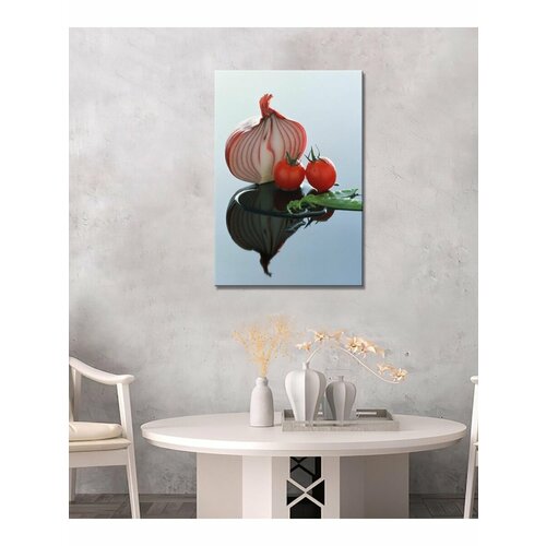 Картина на холсте с подрамником лук и помидоры черри 40х60