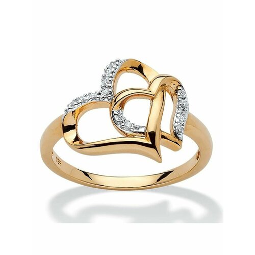 Кольцо, искусственный камень, циркон, размер 16, золотой