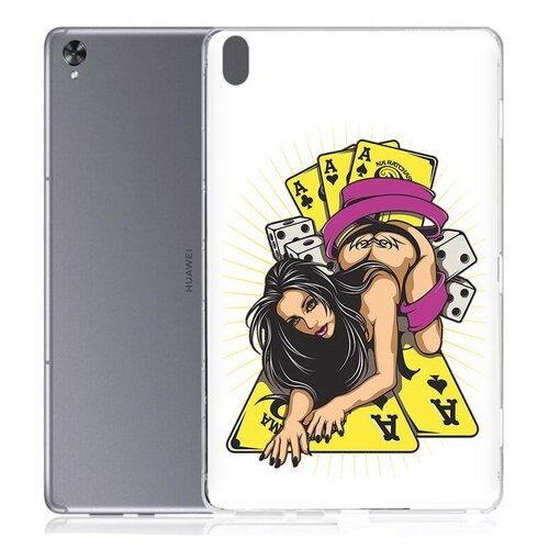 Чехол задняя-панель-накладка-бампер MyPads нарисованная девушка с игровыми картами для Huawei MatePad WiFi LTE 10.4 (BAH3-W09/L09) противоударный