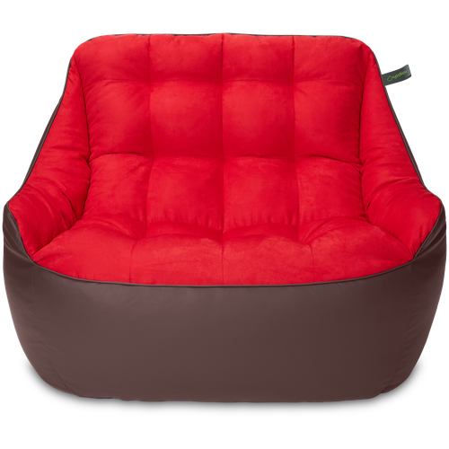 Кресло мешок «Диван Босс», эко-кожа и велюр, Коричневый и красный