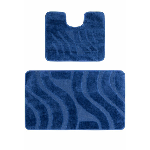 Комплект ковриков 60*100; 50*60 см для ванной, для туалета, синий Confetti Bath Maximus Symphony 2582 Dark Blue BQ