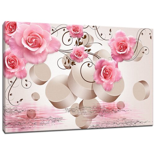 Картина Уютная стена "3D Розы" 100х60 см
