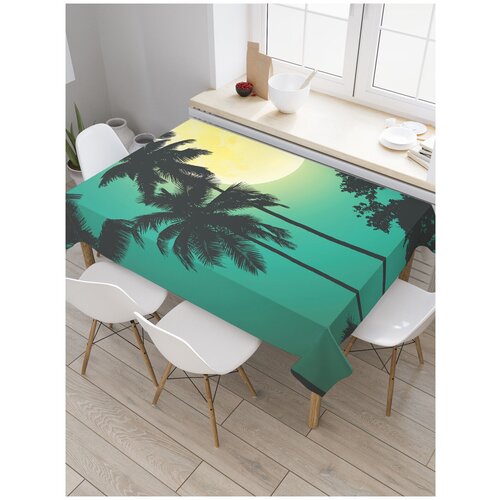 Скатерть прямоугольная JoyArty "Пляжные деревья" из сатена, 180x145 см