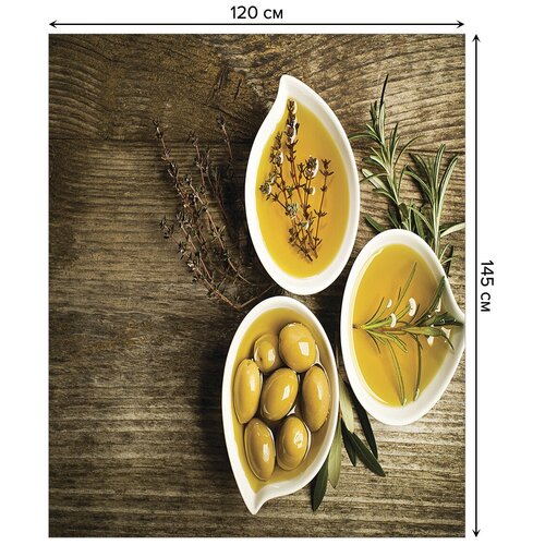 Скатерть прямоугольная JoyArty "Тарелочка с оливками" из сатена, 120x145 см