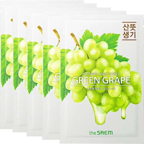 Маска для лица тканевая с экстрактом винограда The Saem Natural Green Grape Mask Sheet, 21 мл - 5 шт (СГ до 09.2024г.)