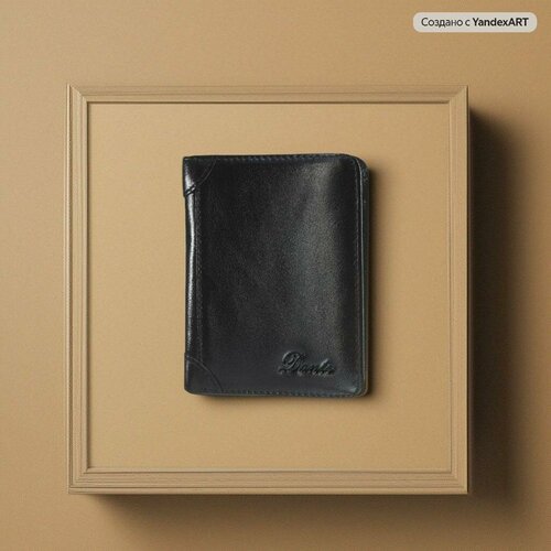 Кошелек  Высококачественный стильный кошелек кожаный глянцевый кошелек, фактура глянцевая, гладкая, черный