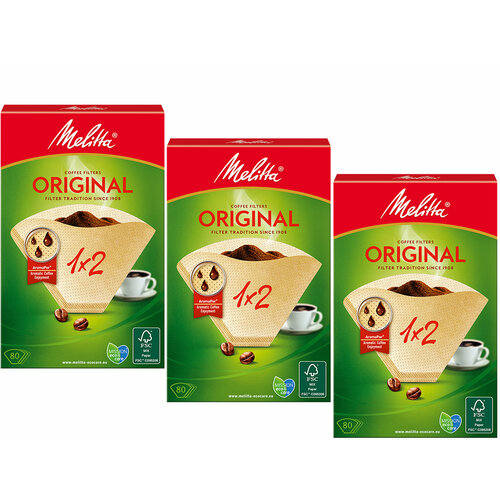 Комплект 3 упаковки. Melitta Original, Brown фильтры для заваривания кофе, 1х2/80